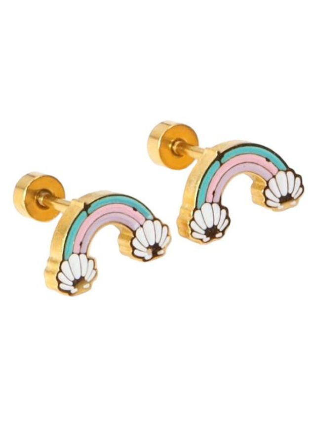 Tiny Gems Mermaid Rainbow Hypoallergenic Screwback Earrings | edamama